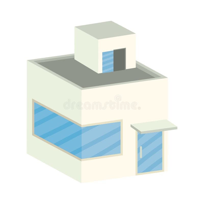 Modern Two Story Building. Vector Stock Illustration - Illustration of ...
