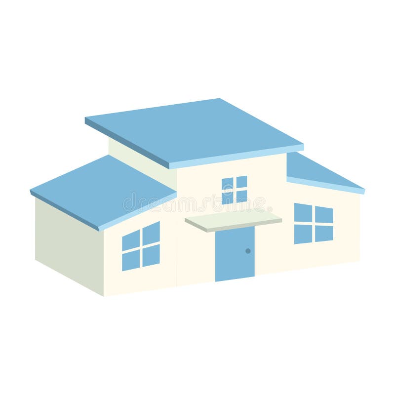 Modern Two Story Building. Vector Stock Vector - Illustration of ...