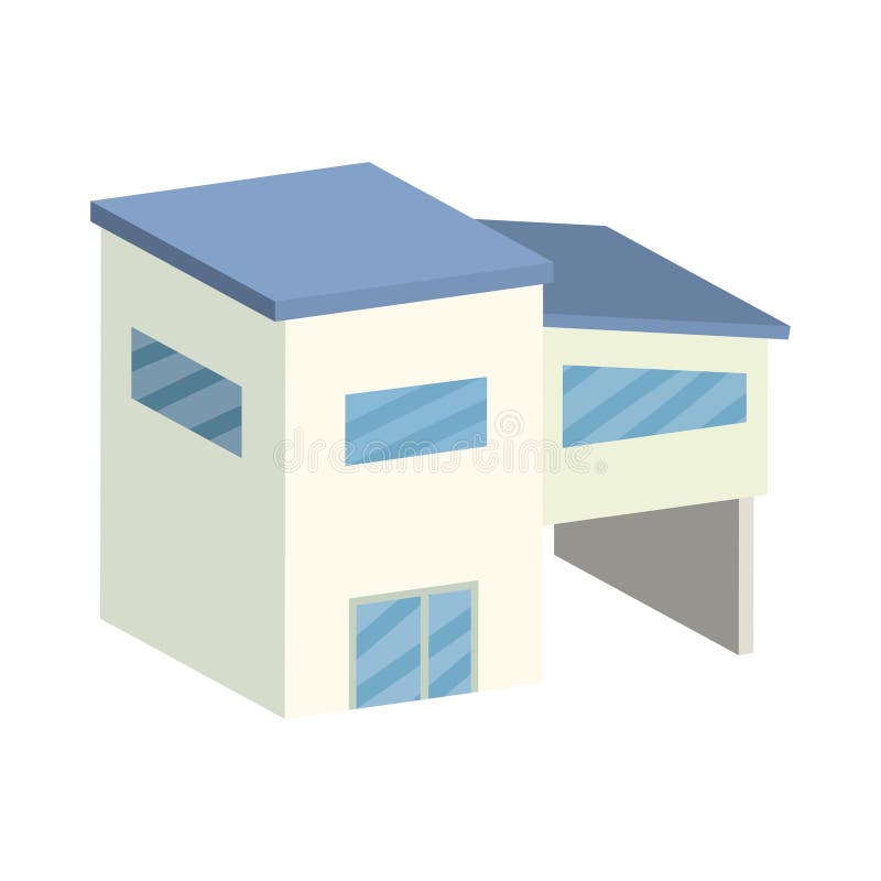 Modern Two Story Building. Vector Stock Vector - Illustration of real ...