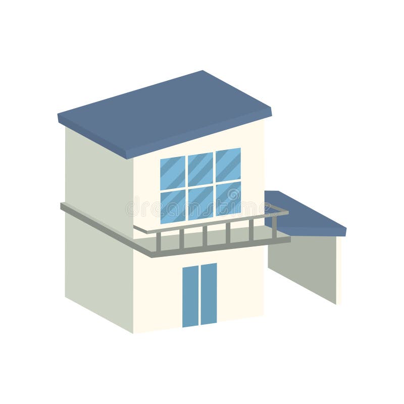 Modern Two Story Building. Vector Stock Vector - Illustration of ...