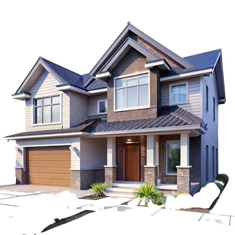 Modern Two-story Home Exterior Design Architectural Rendering with ...