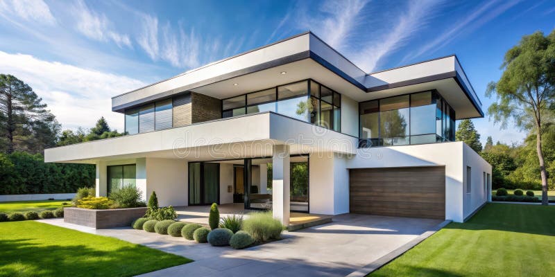 Modern Two-story House with Sleek Design and Expansive Windows ...