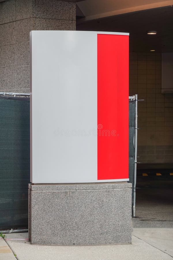 Modern Two Tone Vertical Blank Sign in Front of a Building Stock Photo ...