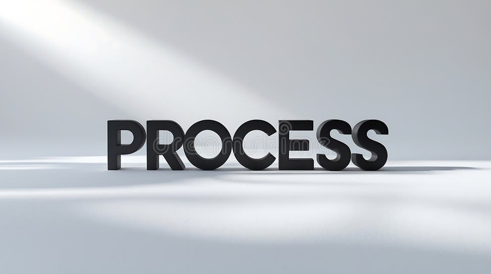 Modern Typographic Display of Word Process with Soft Light and Shadow ...