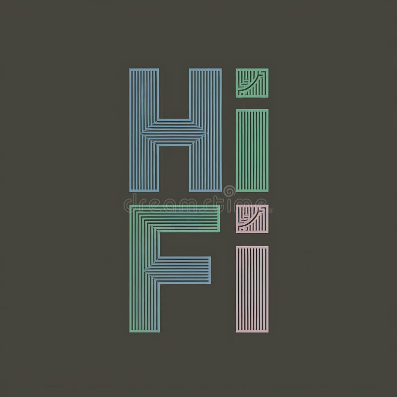 Modern Typography Display of Hi-Fi Text with Gradient Lines Stock ...
