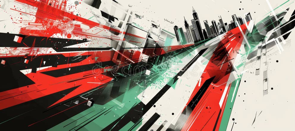 Modern UAE Flag Design with Abstract Patterns for Corporate Branding ...