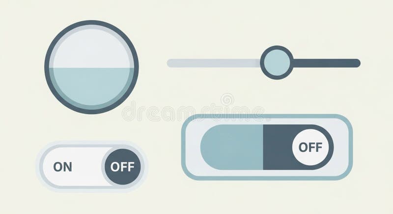 Modern UI Controls: Toggle Switches and Slider Stock Illustration - Illustration of experience ...