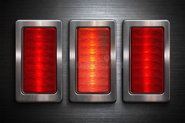 Modern UI Design Elements Three Red Abstract Rectangle Buttons with ...