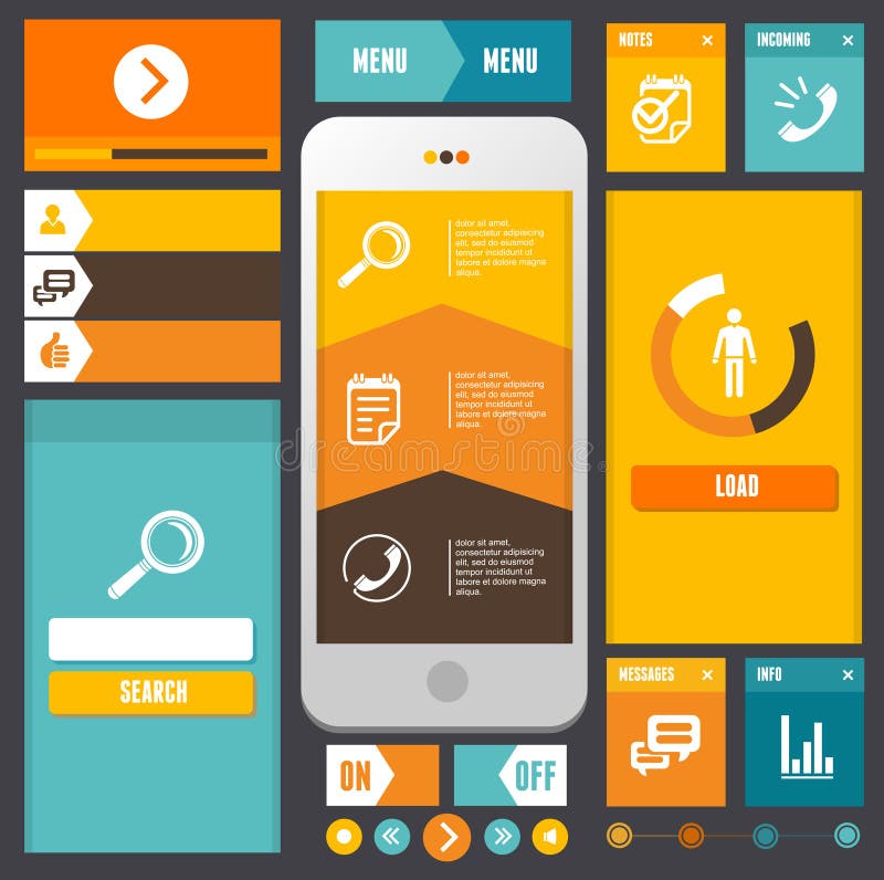 Flat Mobile Touch Screen Phones Interface Windows Vector Stock Vector ...