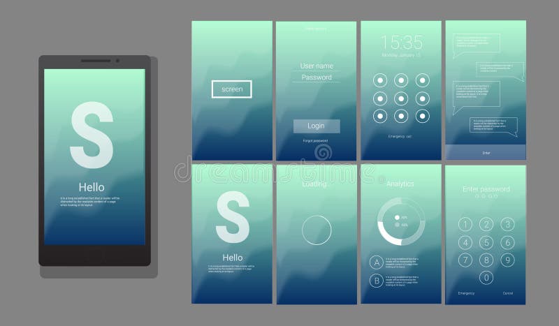 Modern UI, GUI Screen Vector Design Stock Vector - Illustration of blur ...