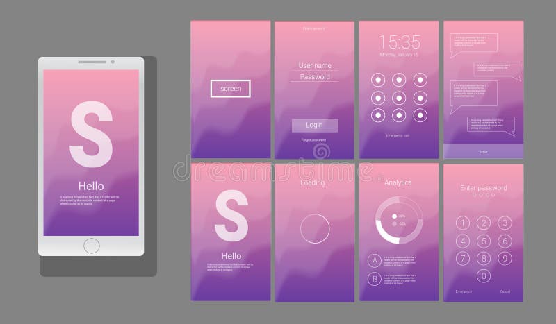 Modern UI, GUI Screen Vector Design Stock Vector - Illustration of ...