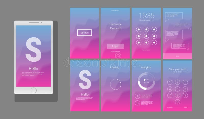 Modern UI, GUI Screen Vector Design Stock Vector - Illustration of ...