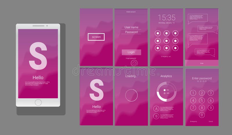 Modern UI, GUI Screen Vector Design Stock Vector - Illustration of ...