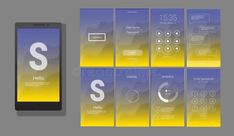 Modern UI, GUI Screen Vector Design Stock Vector - Illustration of ...