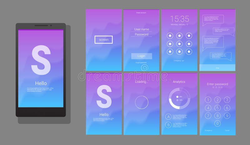 Modern UI, GUI Screen Vector Design Stock Vector - Illustration of ...