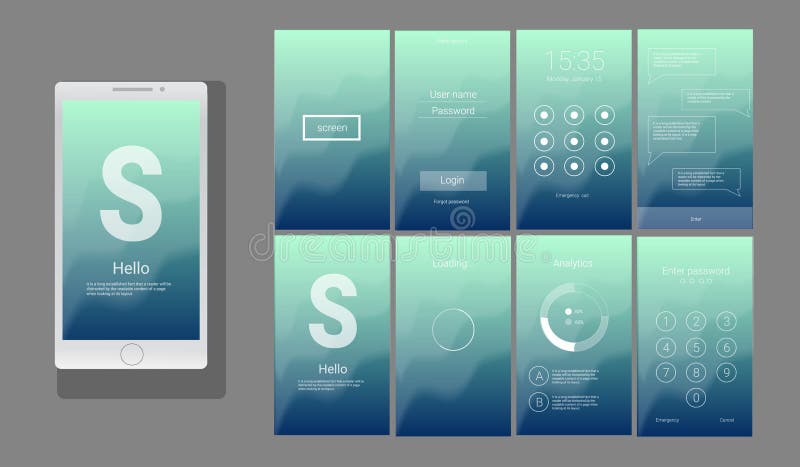 Modern UI, GUI Screen Vector Design Stock Vector - Illustration of ...