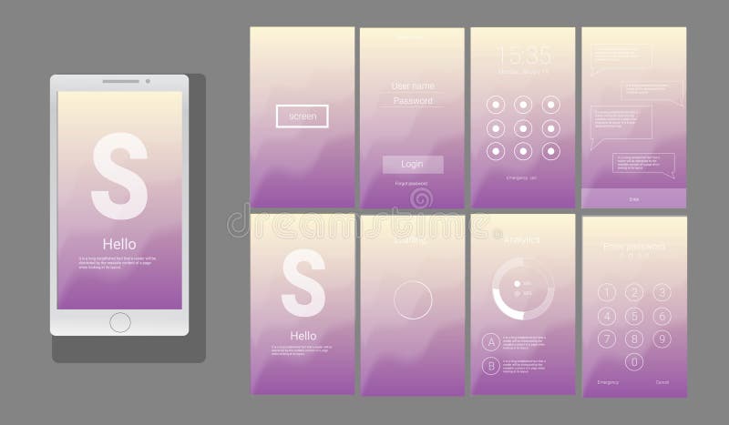 Modern UI, GUI Screen Vector Design Stock Vector - Illustration of ...