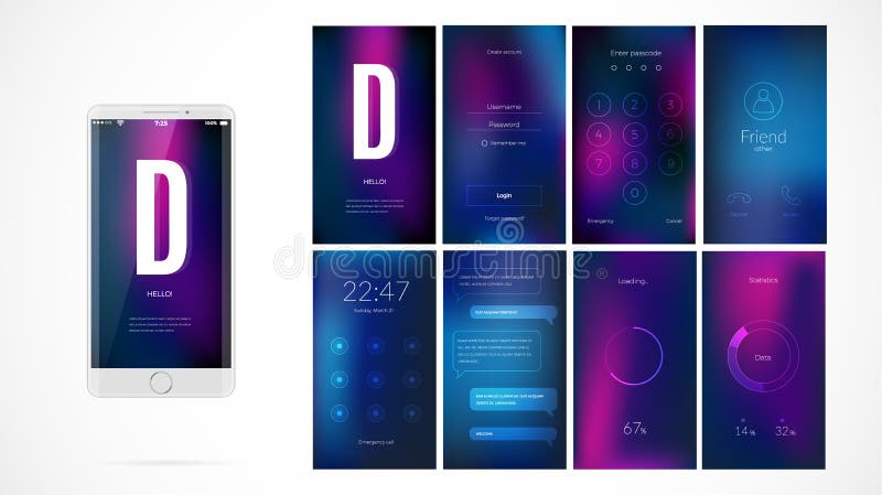 Modern Ui Screen Design For Mobile App With Web Icons Stock Vector Illustration Of Interface