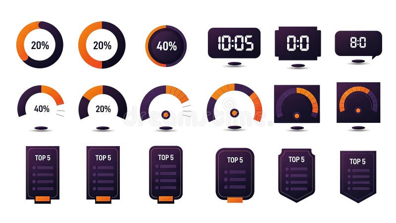 Modern UI UX Dashboard Elements and Infographics Set Stock Vector ...