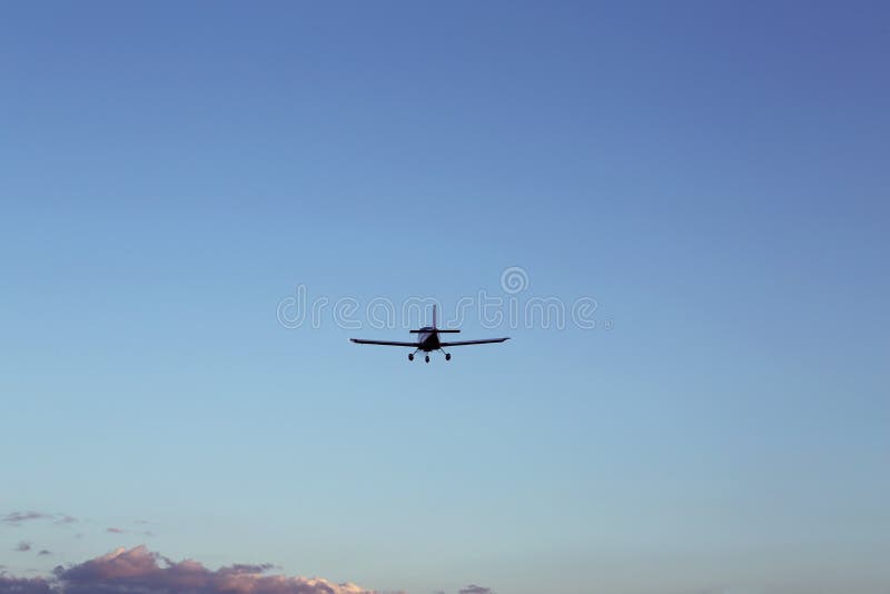 Modern Ultralight Airplane Flying in Blue Sky Stock Image - Image of ...