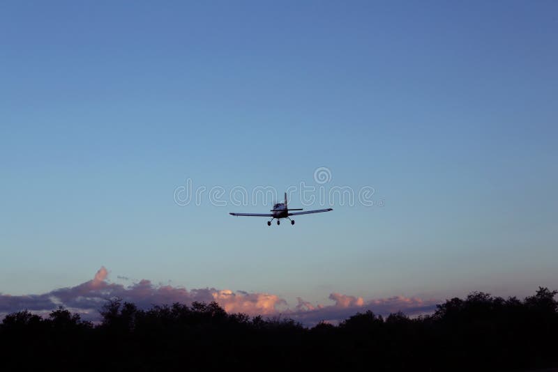 Modern Ultralight Airplane Flying in Blue Sky Stock Image - Image of ...