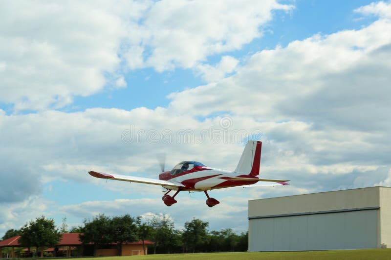 Modern Ultralight Airplane Flying Up from Field Stock Image - Image of ...