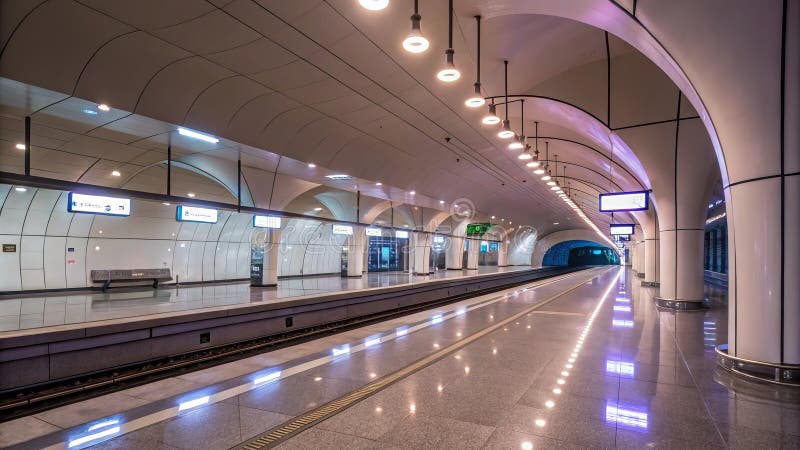 Modern Underground Metro Station with Futuristic Design and Elegant ...