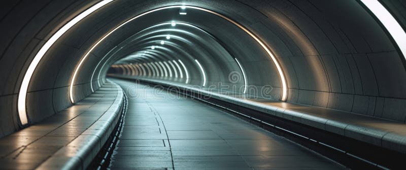 Modern Underground Metro Tunnel with Illuminated Arched Design Stock ...