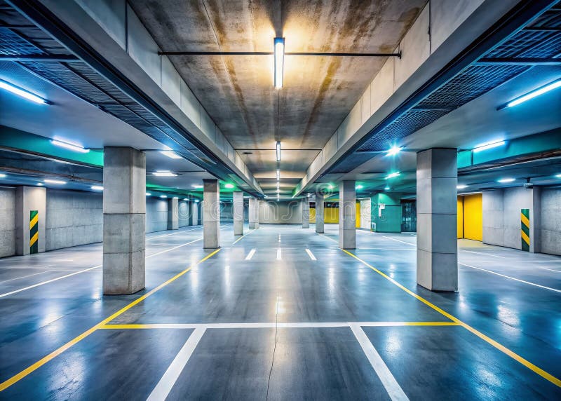 Modern Underground Parking Garage Exit Panoramic View of a Sleek ...