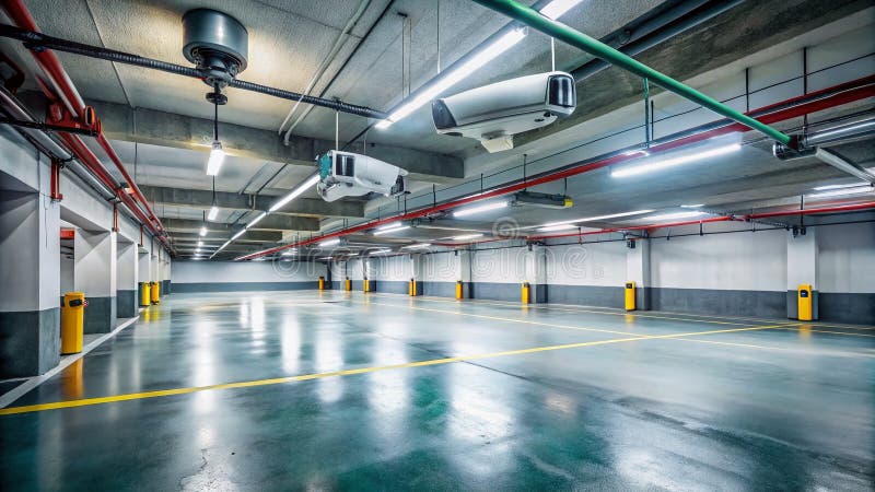 Modern Underground Parking Garage Security Enhanced Surveillance with ...