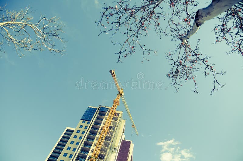 Modern Unfinished Building Construction. Stock Image - Image of street ...