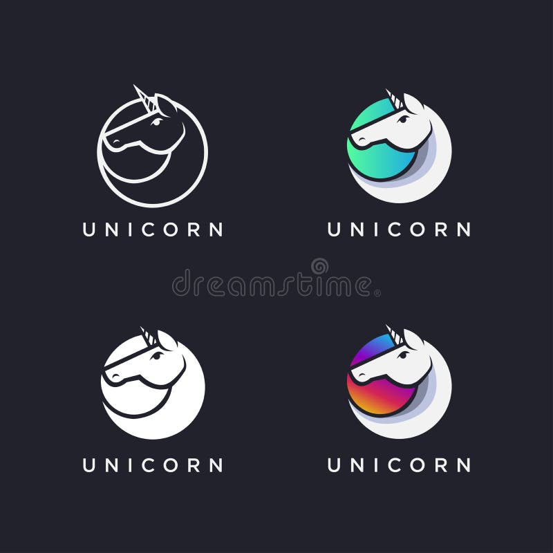 Modern Unicorn Logo Icon Vector Set Stock Vector - Illustration of ...