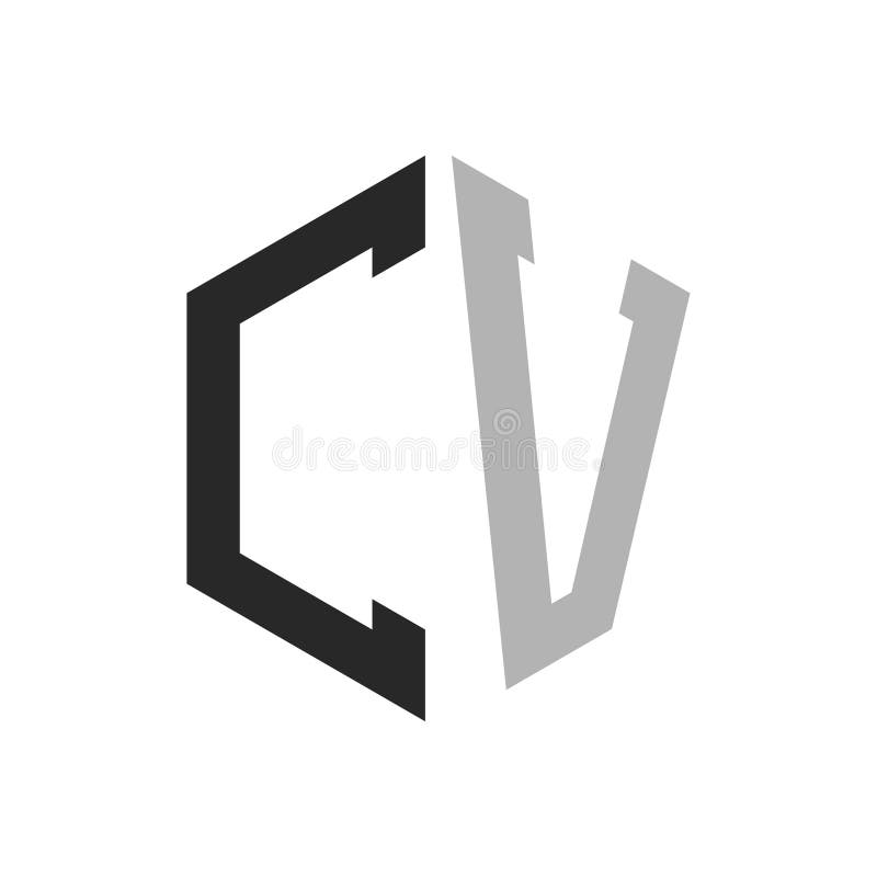 Modern Unique Hexagon Letter CV Logo Design Template. Elegant Initial ...