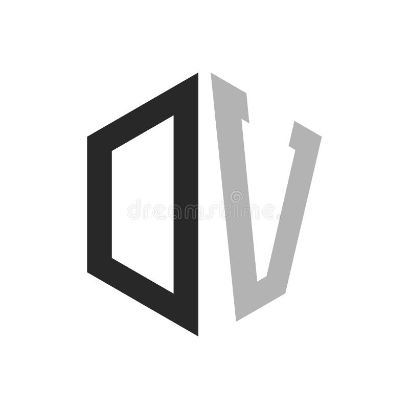 Modern Unique Hexagon Letter DV Logo Design Template. Elegant Initial ...