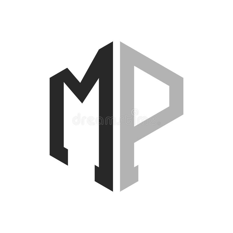 Modern Unique Hexagon Letter MP Logo Design Template. Elegant Initial ...