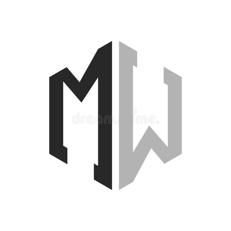 Modern Unique Hexagon Letter MW Logo Design Template. Elegant Initial ...