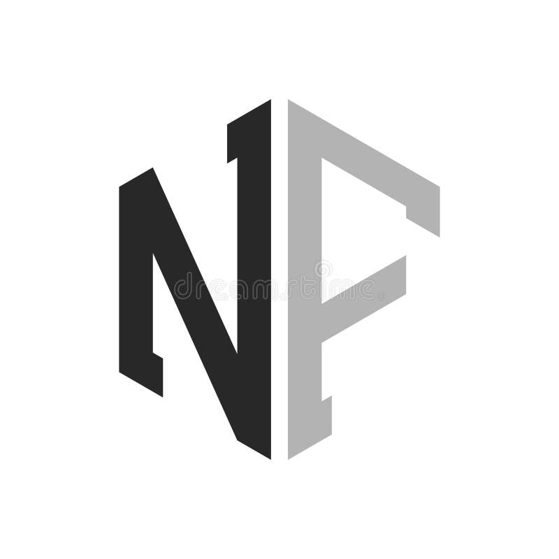 Modern Unique Hexagon Letter NF Logo Design Template. Elegant Initial ...
