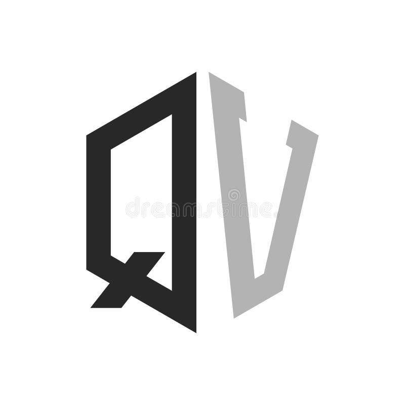 Modern Unique Hexagon Letter QV Logo Design Template. Elegant Initial ...