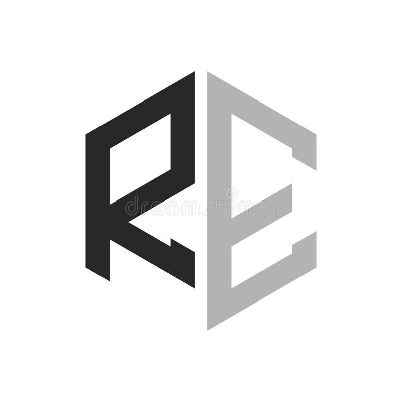 Modern Unique Hexagon Letter RE Logo Design Template. Elegant Initial ...