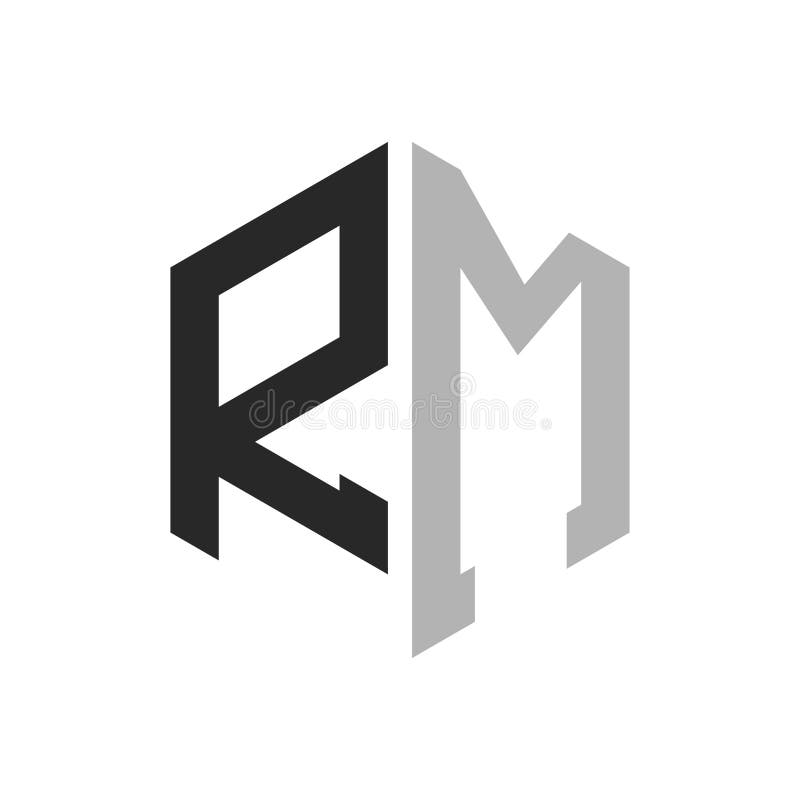 Modern Unique Hexagon Letter RM Logo Design Template. Elegant Initial ...