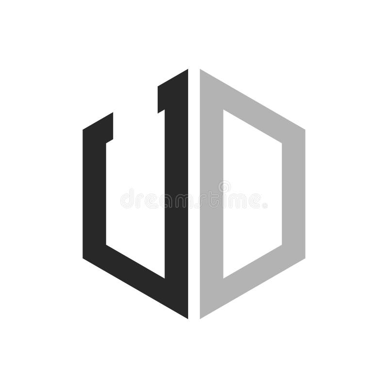 Modern Unique Hexagon Letter UD Logo Design Template. Elegant Initial ...