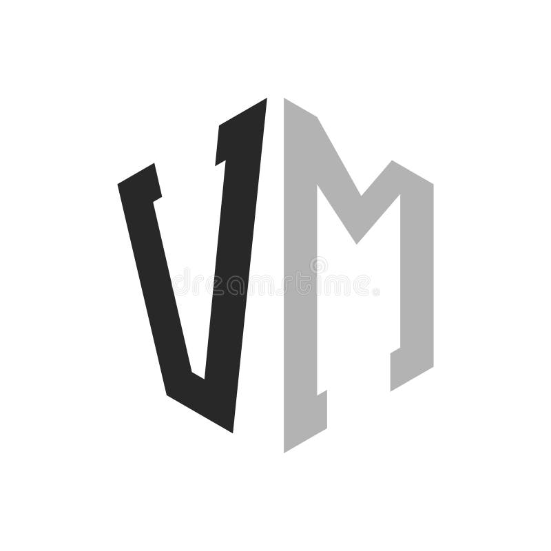 Modern Unique Hexagon Letter VM Logo Design Template. Elegant Initial ...
