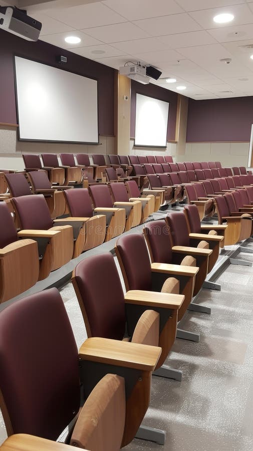 Modern University Lecture Hall with Rows of Comfortable Seating and ...