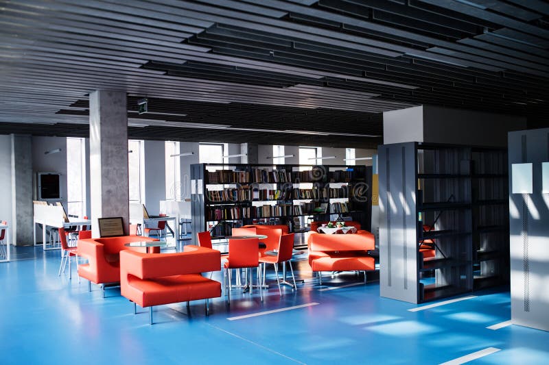 Modern University Library with Glass Walls. Stock Photo - Image of ...