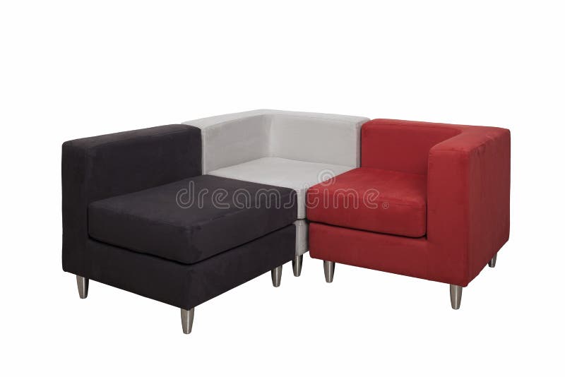 Modern Upholstery Sofa Corner Set Isolated on White Background Stock ...