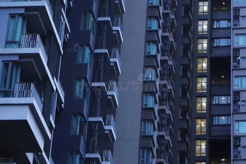 Blur Modern Urban Apartment Building Exterior Evening Stock Photo ...