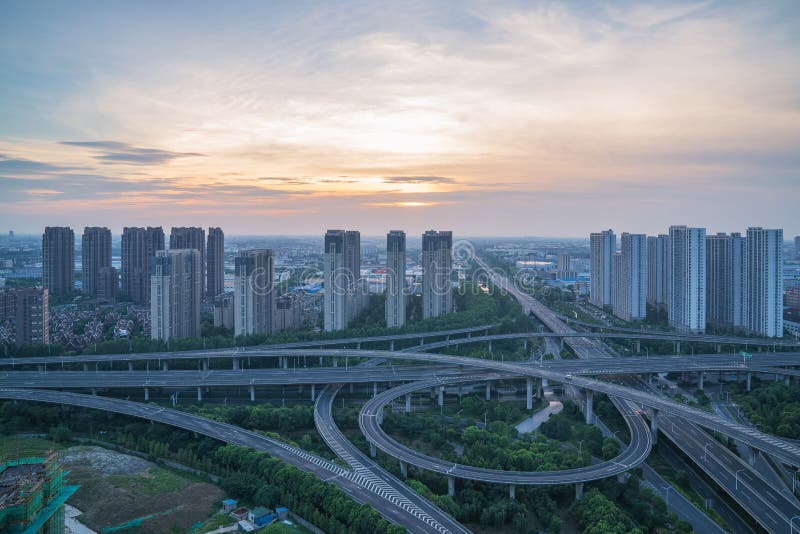 Modern Urban Architecture, Flyover and Urban Scenery in Suzhou, China ...