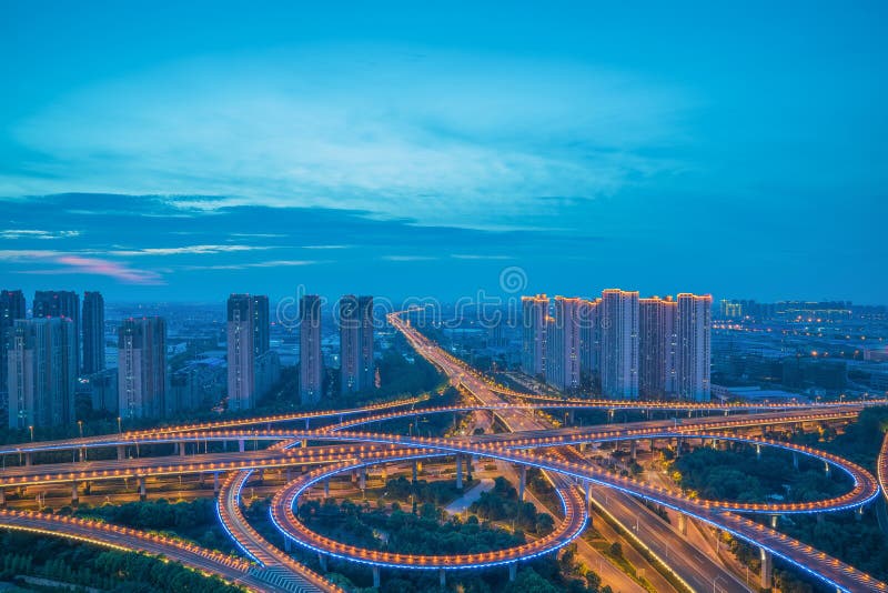Modern Urban Architecture, Flyover and Urban Scenery in Suzhou, China ...