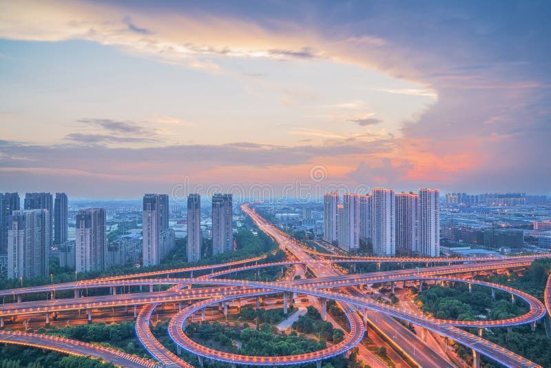 Modern Urban Architecture, Flyover and Urban Scenery in Suzhou, China ...