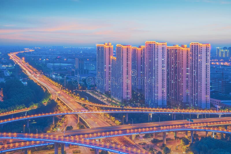 Modern Urban Architecture, Flyover and Urban Scenery in Suzhou, China ...